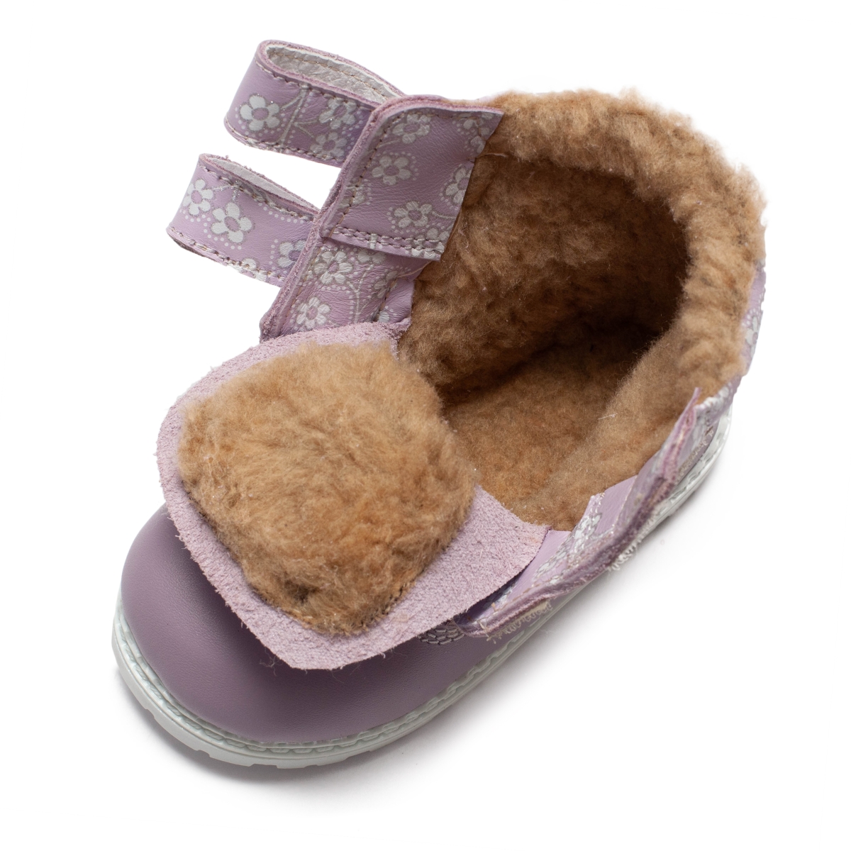 Ghetute fete flexibile din piele cu blanita 810 lila flori 18-27 ...