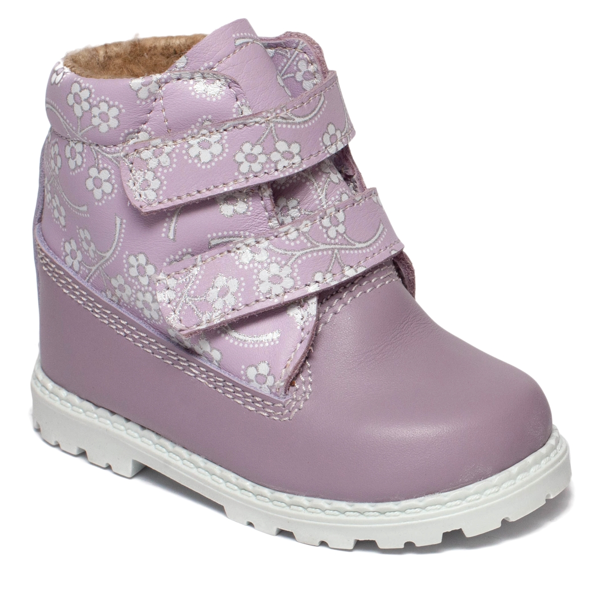 Ghetute fete flexibile din piele cu blanita 810 lila flori 18-27 ...
