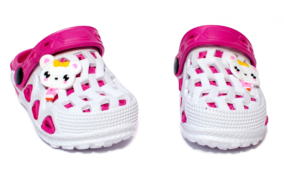 Papuci fete de vara 1264 alb fuxia 18-29. Incaltaminte din piele pentru ...