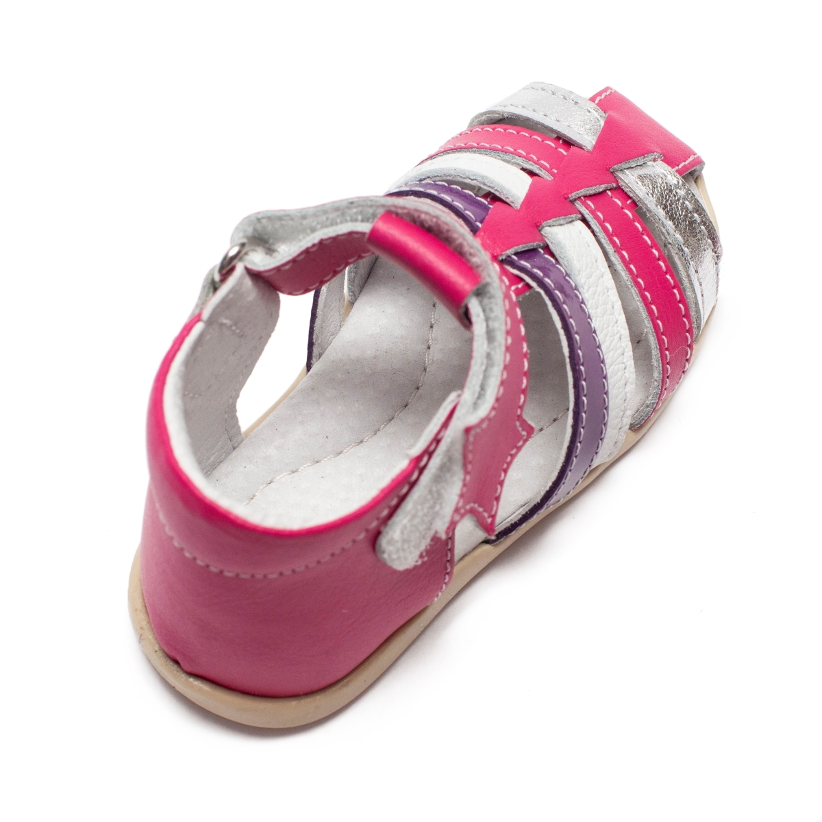 Sandale fete inalte pe glezna cu talonet hokide 406 magenta alb 18-24 ...