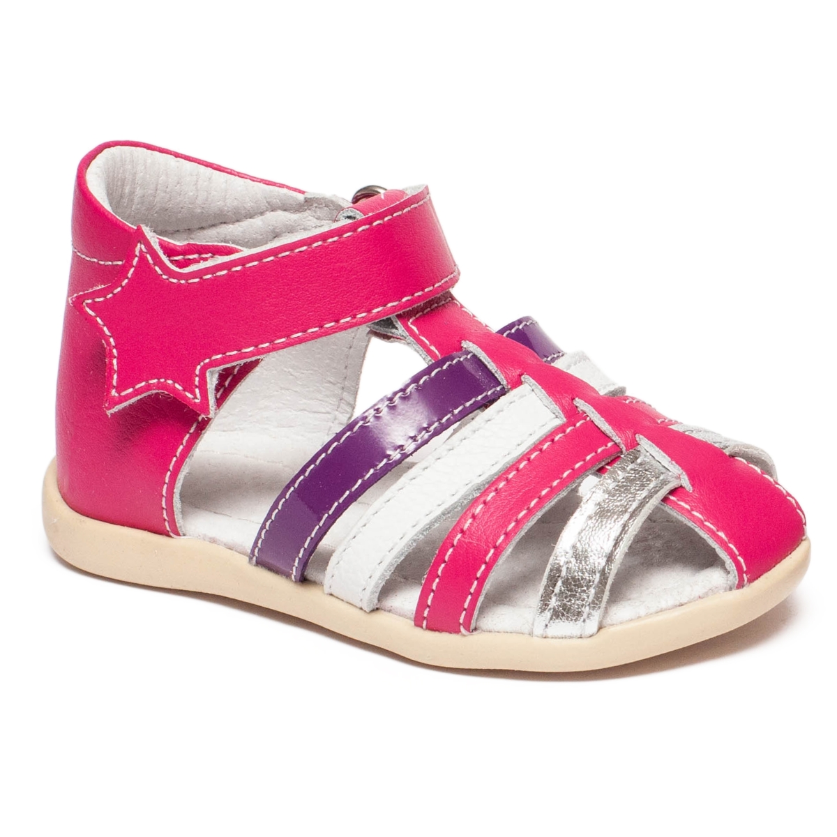 Sandale fete inalte pe glezna cu talonet hokide 406 magenta alb 18-24 ...