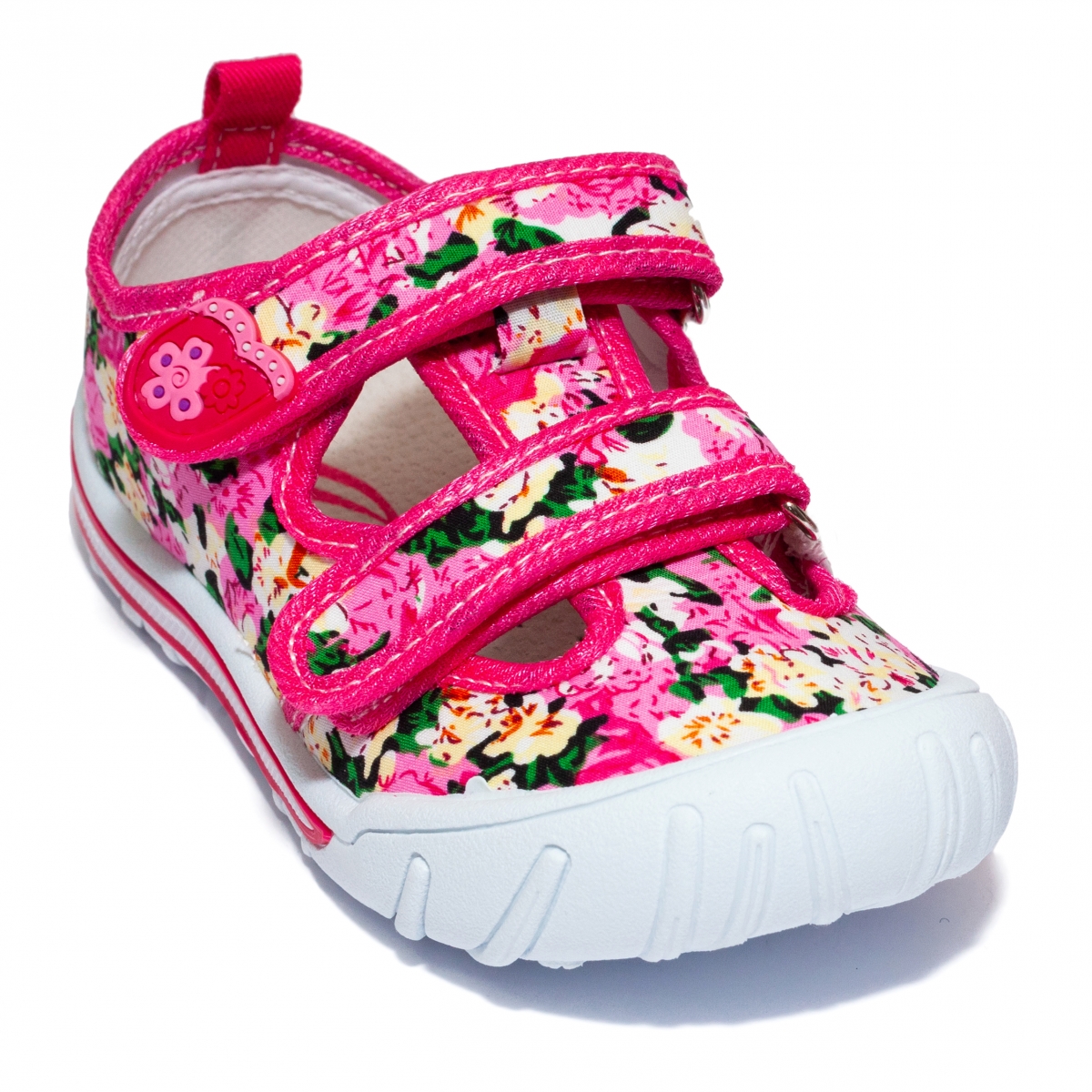 Tenisi fete decupati de vara cu brant din piele 1810 fuxia flori 26-31 ...